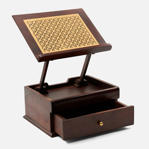 Compatible Handcrafted Holy Book Stand Box for Reading Geeta, Quran, G ...