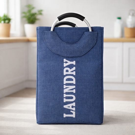 DecorTwist Structured Laundry Basket with Metal Handles | Large Fabric