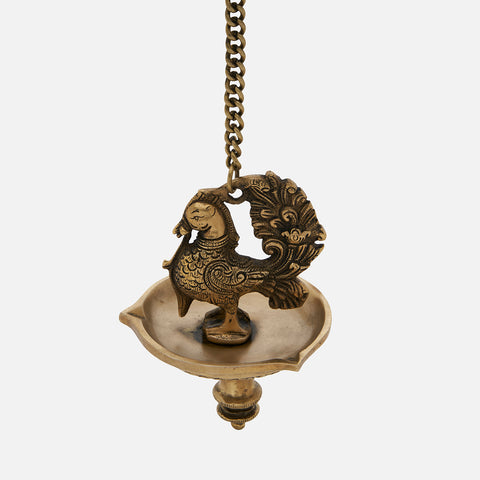 Brass Peacock Hanging Diya With Chain – DecorTwist