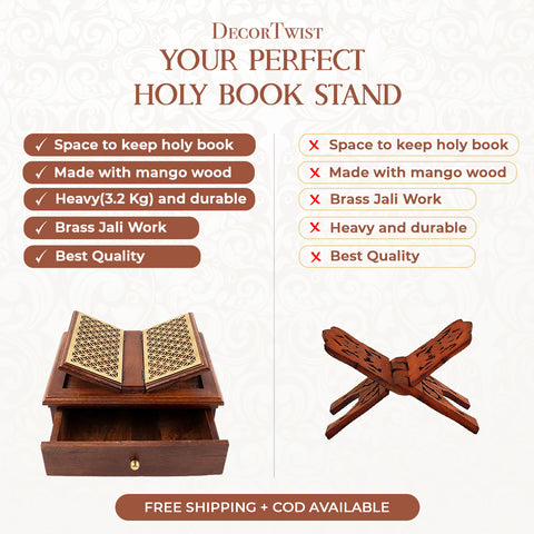 Handcrafted Holy Book Stand Box for Reading Geeta, Quran, Guru Granth ...